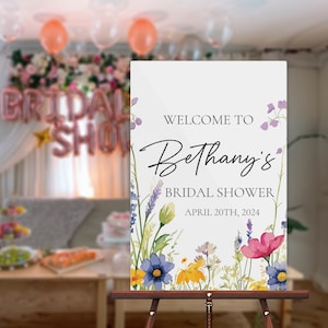 Wildflower Bridal Shower Sign, Wildflowers Theme, Floral Acrylic ...