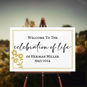 Celebrating of Life Signs, Memorial Sign Celebration Ceremony Welcome ...