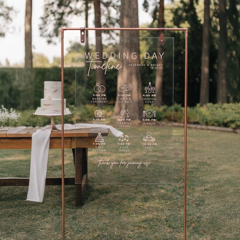 Wedding Itinerary Sign, Reception Timeline, Events Acrylic Signage - Etsy