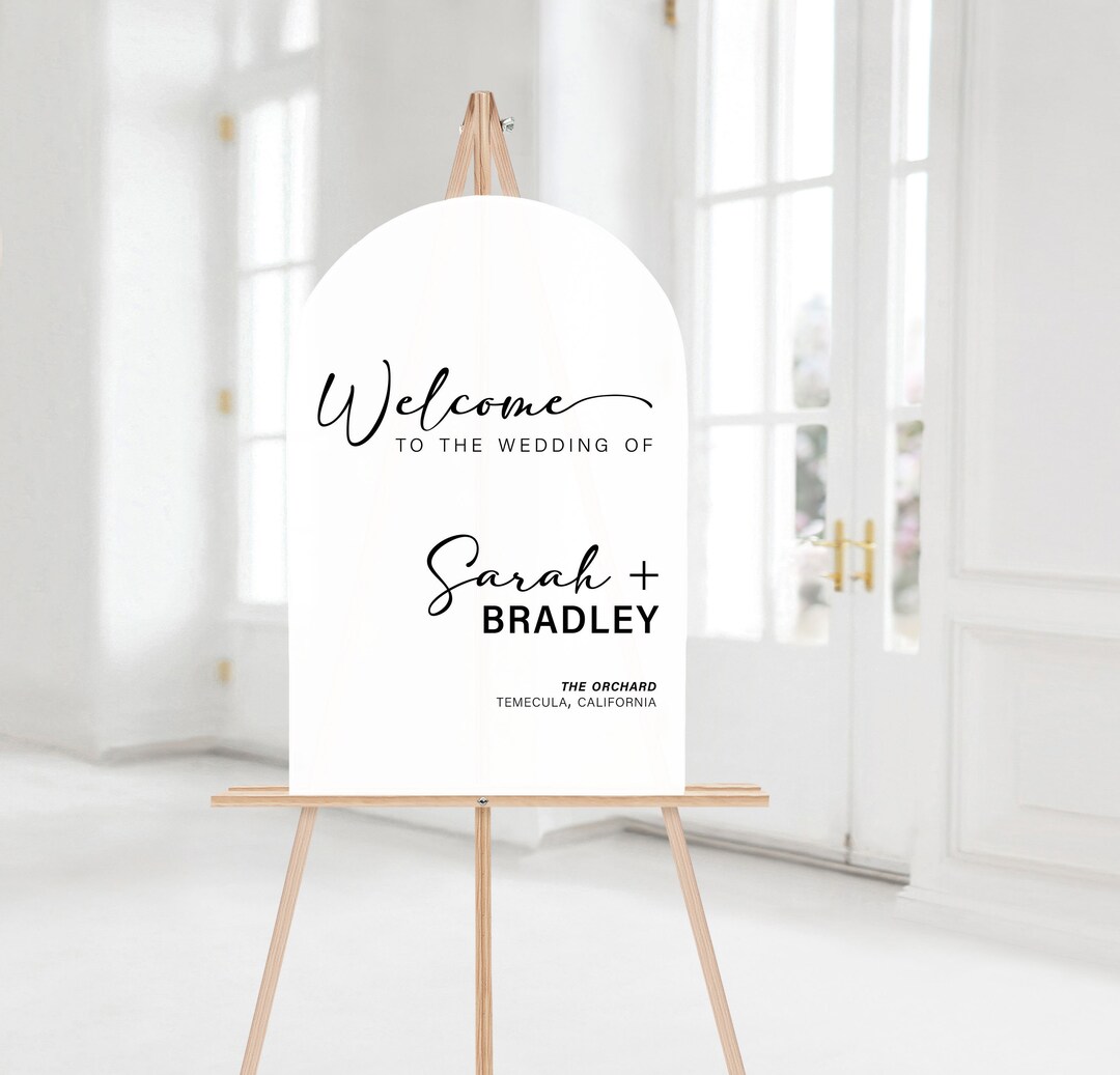 Arched Acrylic Wedding Welcome Sign, Arched Wedding Sign, Modern ...