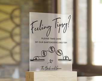 Wedding Bar Sign, Bartender Tip Jar, Bar Menu Sign, Feeling Tipsy, Tip ...