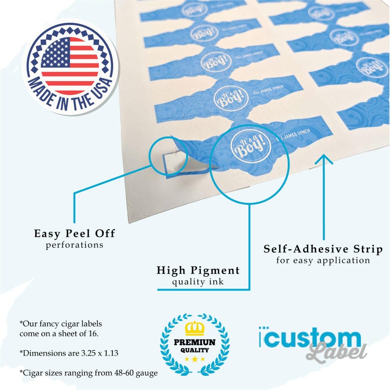Bulk Custom Wedding Favor Labels, Monogram Cigar Bands, Navy and Gold ...