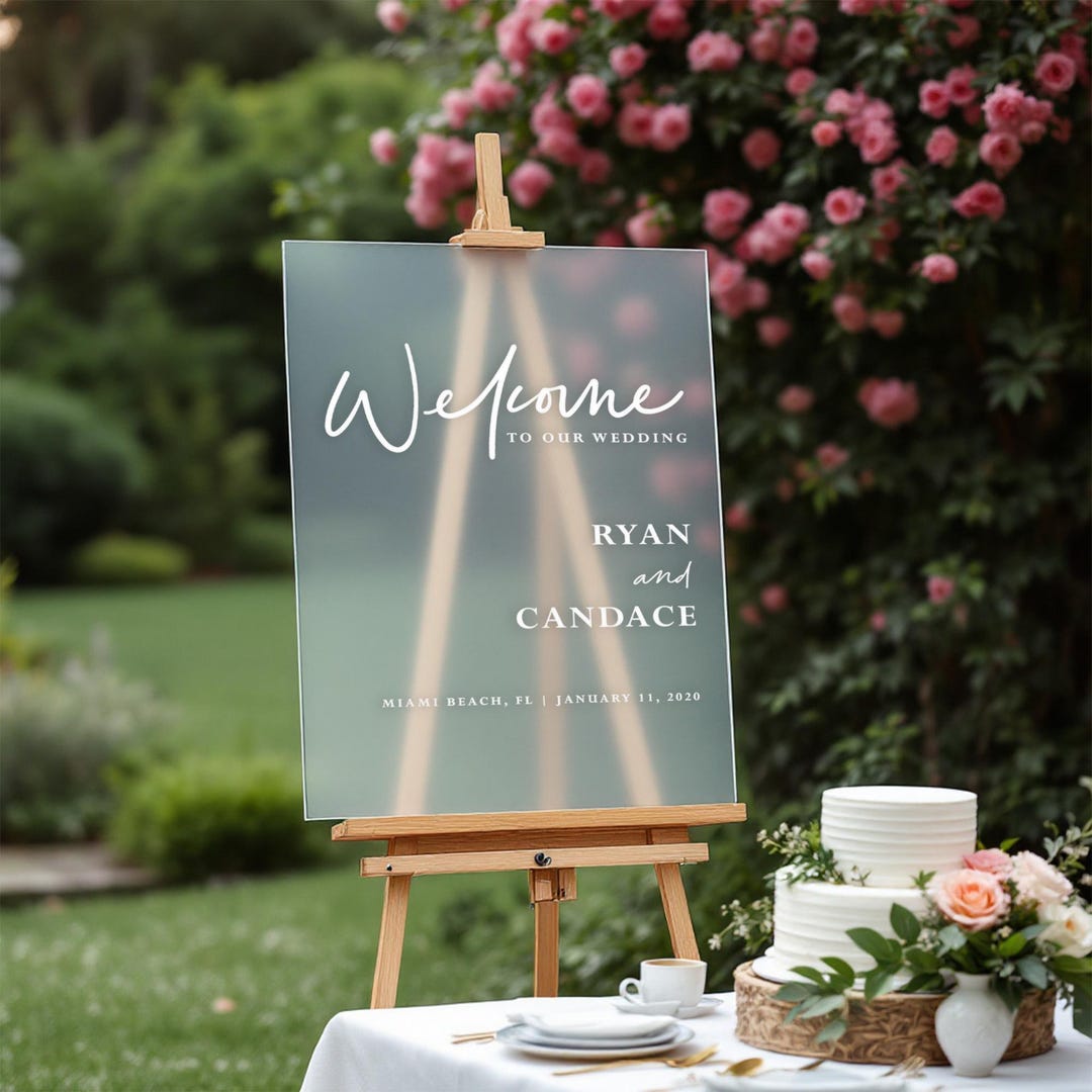 Personalized Acrylic Wedding Welcome Sign, Custom Elegant Entrance Sign ...