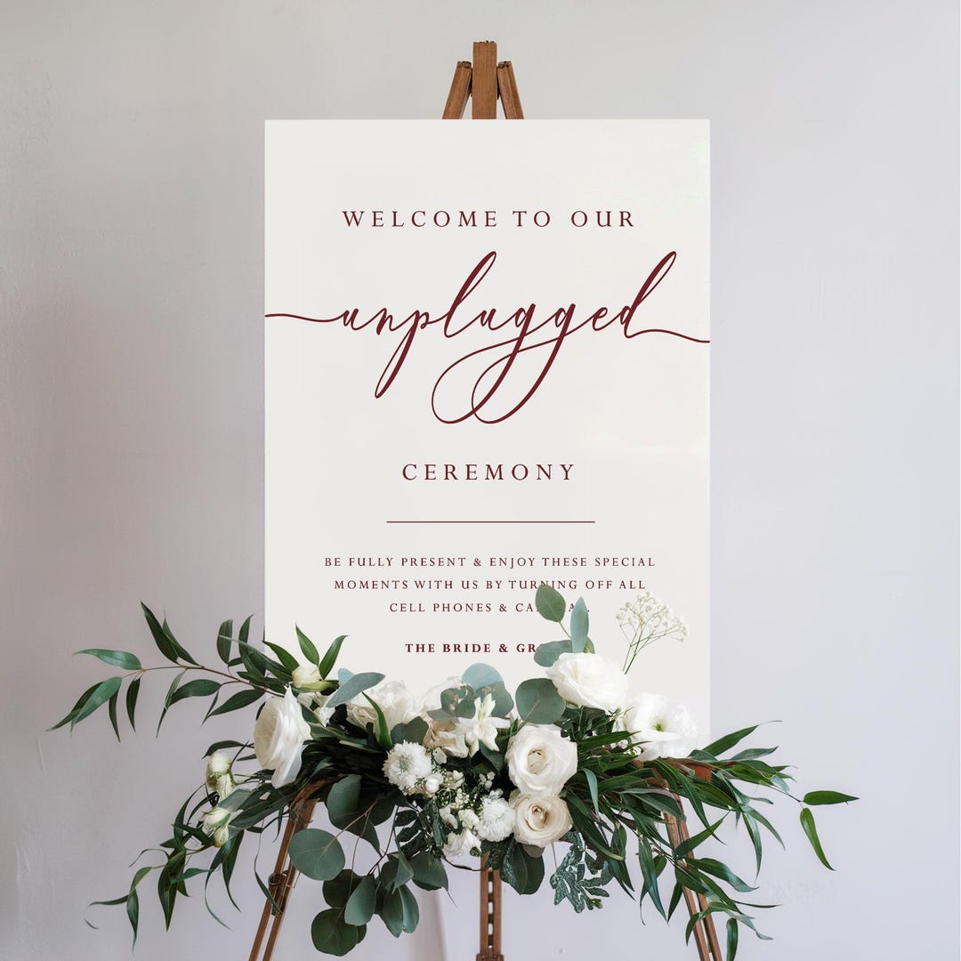 Unplugged Ceremony Sign, Wedding Welcome Acrylic Signage - Etsy