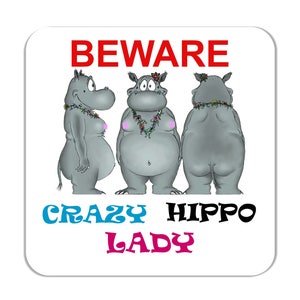 Crazy Hippo Lady Mug & Coaster Set Mum Mom Gran Sister Wife Girlfriend ...