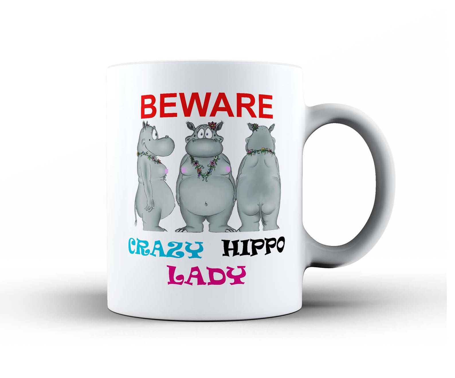 Crazy Hippo Lady Mug & Coaster Set Mum Mom Gran Sister Wife Girlfriend ...