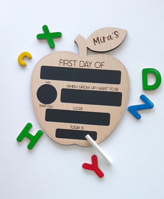 First Day of School Apple Sign Photo Prop. Chalkboard Info - Etsy