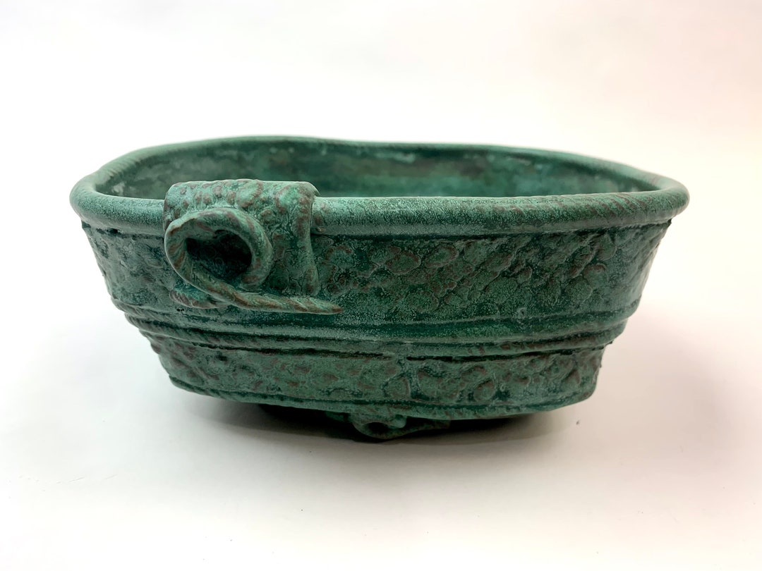 Amazing Aztec Design Hand Built Copper Patina SERVING DISH 8" X 3.5 ...