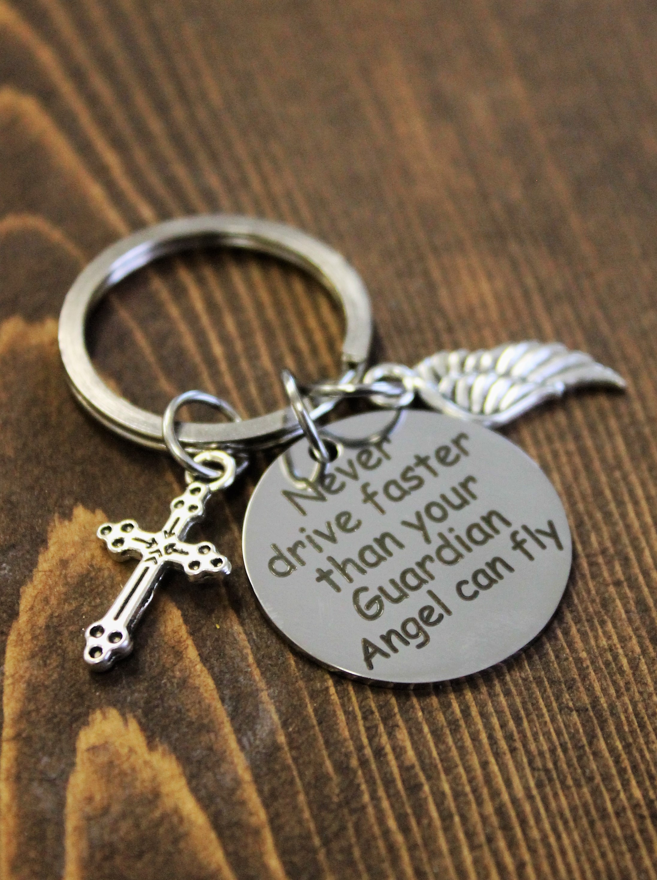 Guardian Angels New Driver Gift Safe Driving Religious Key Chain Cross ...