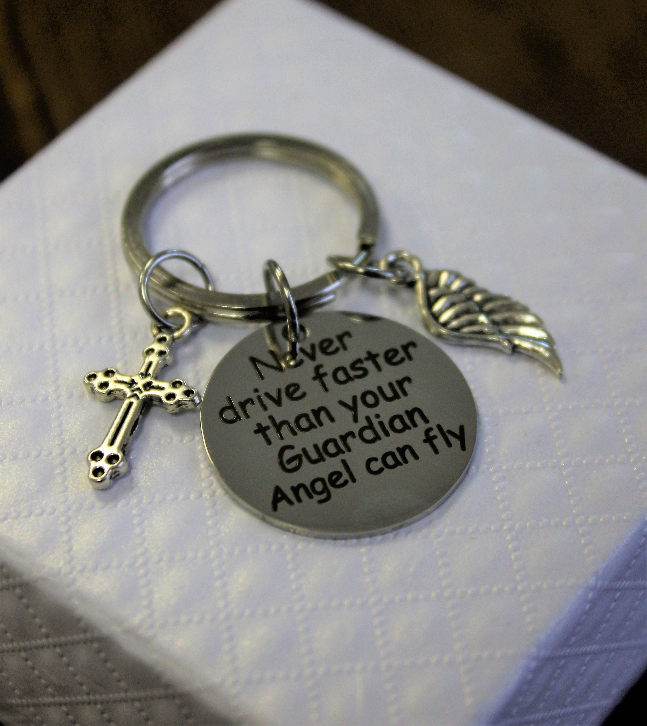 Guardian Angels - New Driver Gift - Safe Driving - Religious Key Chain ...