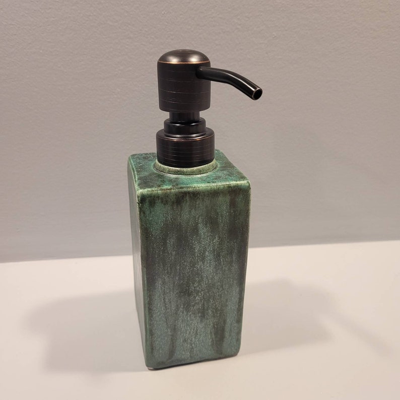 Small Ceramic Soap Lotion Dispenser Handmade Refillable Green - Etsy