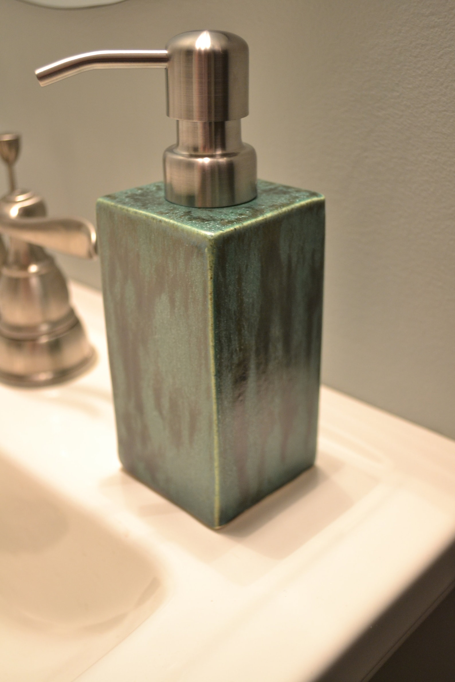 Small Ceramic Soap Lotion Dispenser Handmade Refillable Green - Etsy