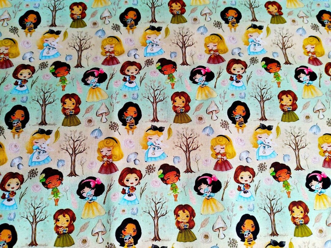 Disney Princesses in the Spring Inspired Fabric, 100% Cotton Fabric by ...