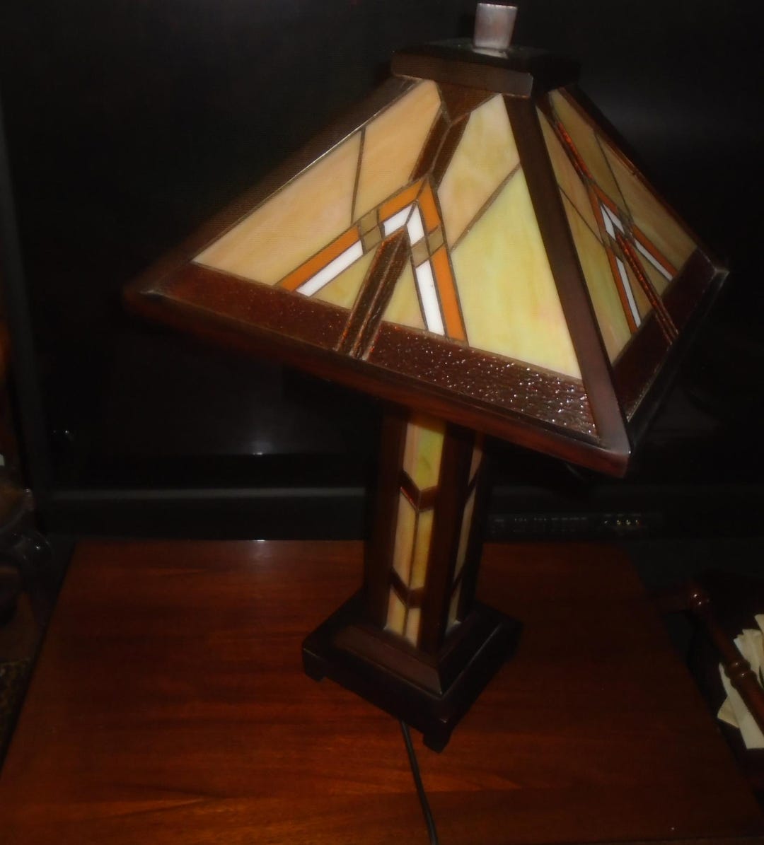 Arts & Crafts Stained Glass Mission Antique Prairie Style Table Lamp ...