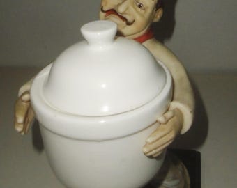 Vintage Fat Chef Ceramic Statue/figurine Italian Chef Holding Wine ...