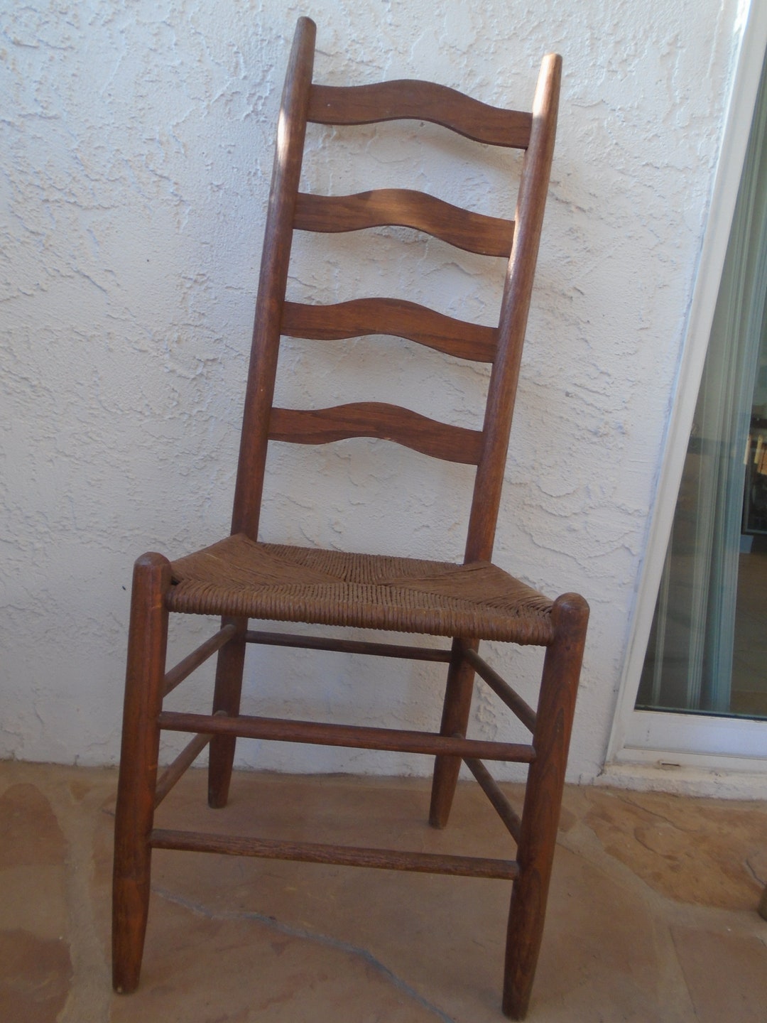 Antique Amish Shaker Ladder Chair Back Rush Woven Seat 7 Stretchers - Etsy