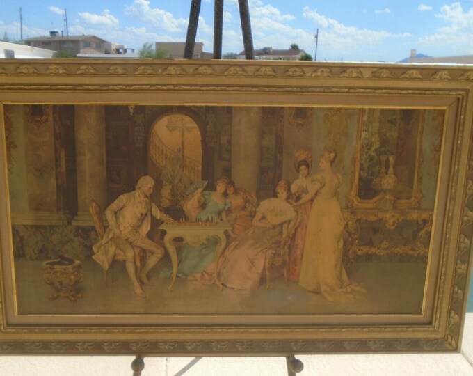 Vtg. Print After the Famous Painting "chess Game" Italian Artist ...