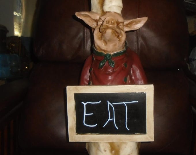 Vintage Chef Pig Statue With Chalkboard Barbecue Restaurant Kitchen - Etsy