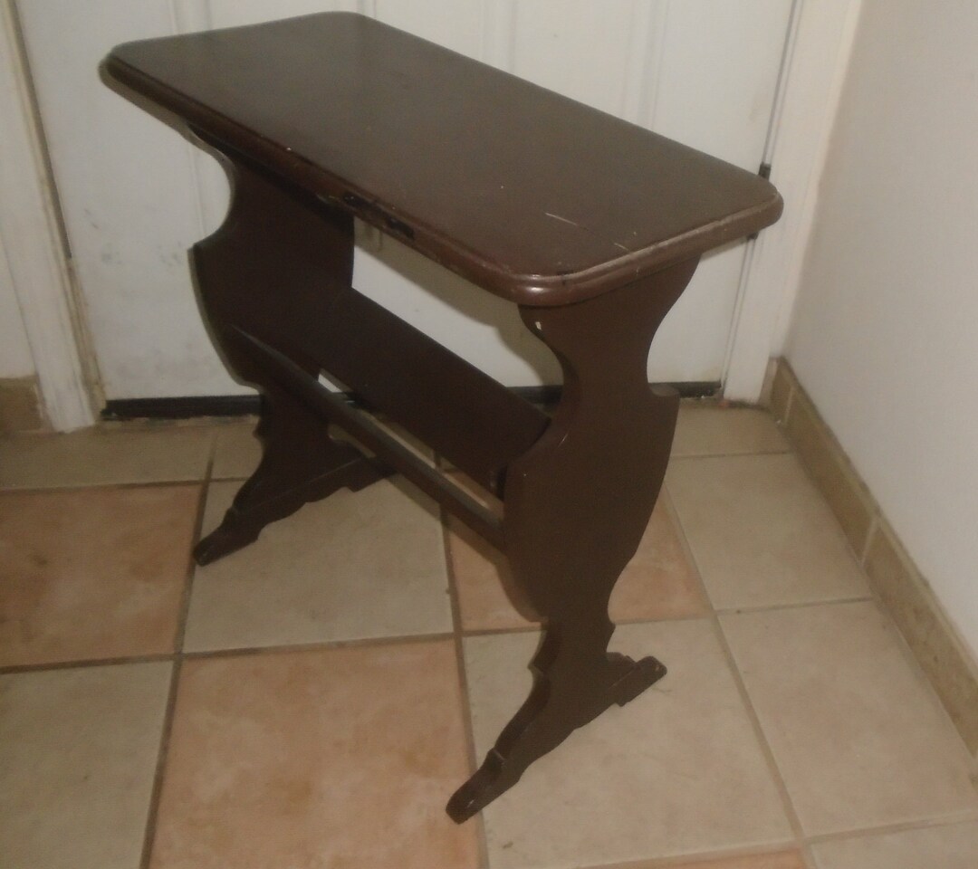 Antique Vintage Federal Style Wood Magazine Rack End Table Entry Stand ...