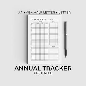 Annual Tracker Printable Year at a Glance Habit Tracker - Etsy UK