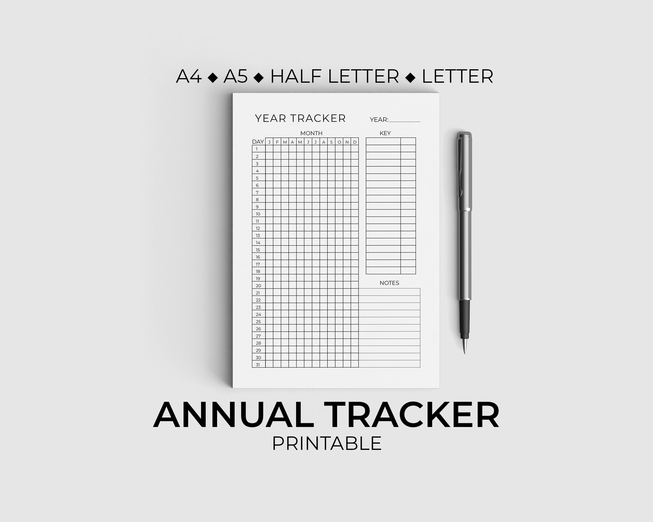 Annual Tracker Printable Year at a Glance Habit Tracker - Etsy UK