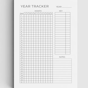 Annual Tracker Printable Year at a Glance Habit Tracker - Etsy UK