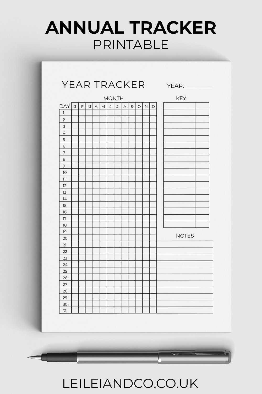 Annual Tracker Printable Year at a Glance Habit Tracker - Etsy UK