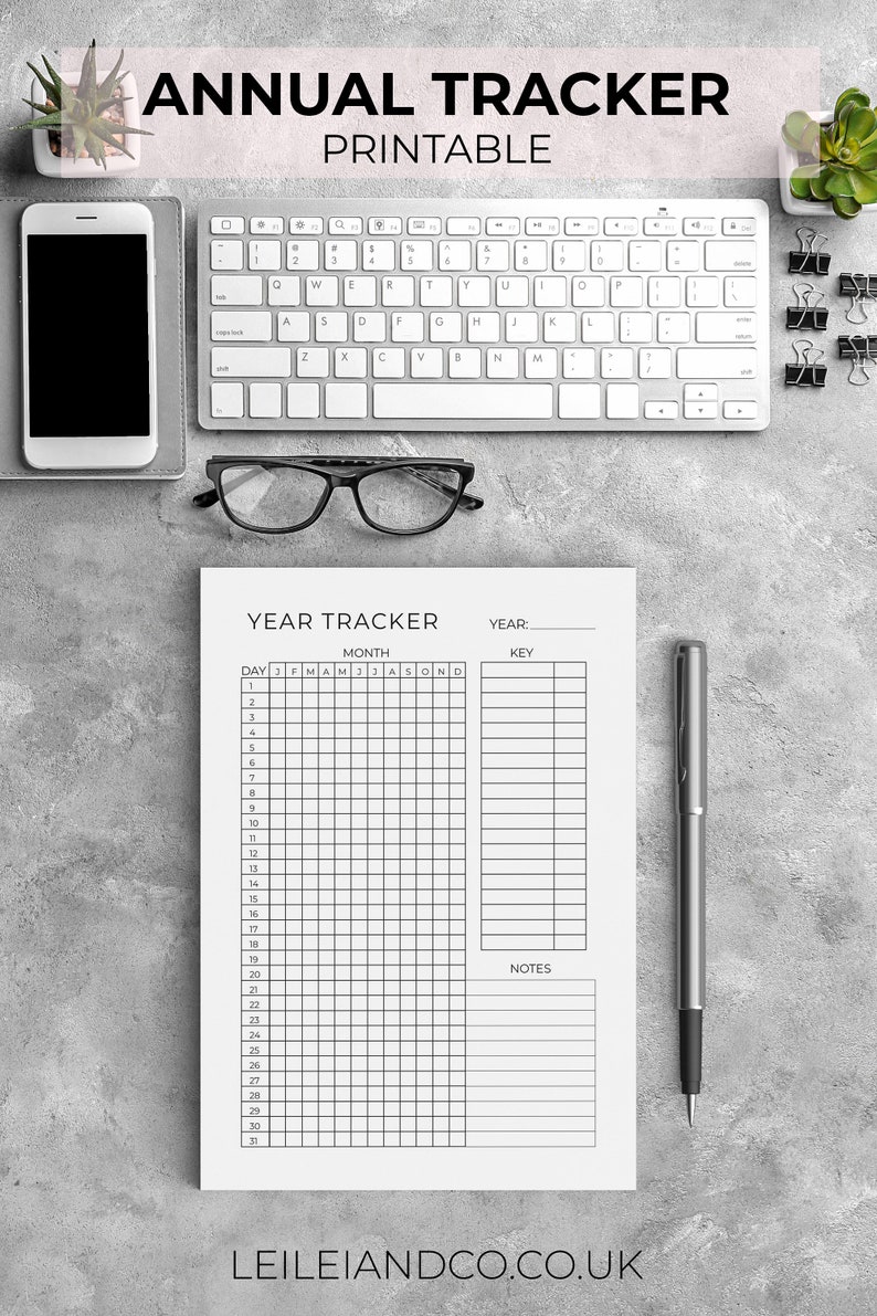 Annual Tracker Printable Year at a Glance Habit Tracker - Etsy UK