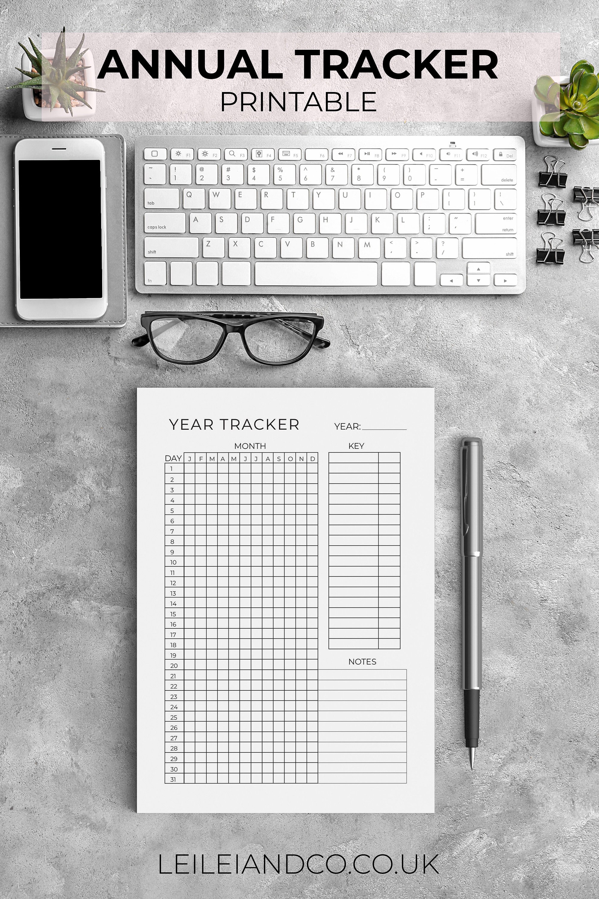 Annual Tracker Printable Year at a Glance Habit Tracker - Etsy UK