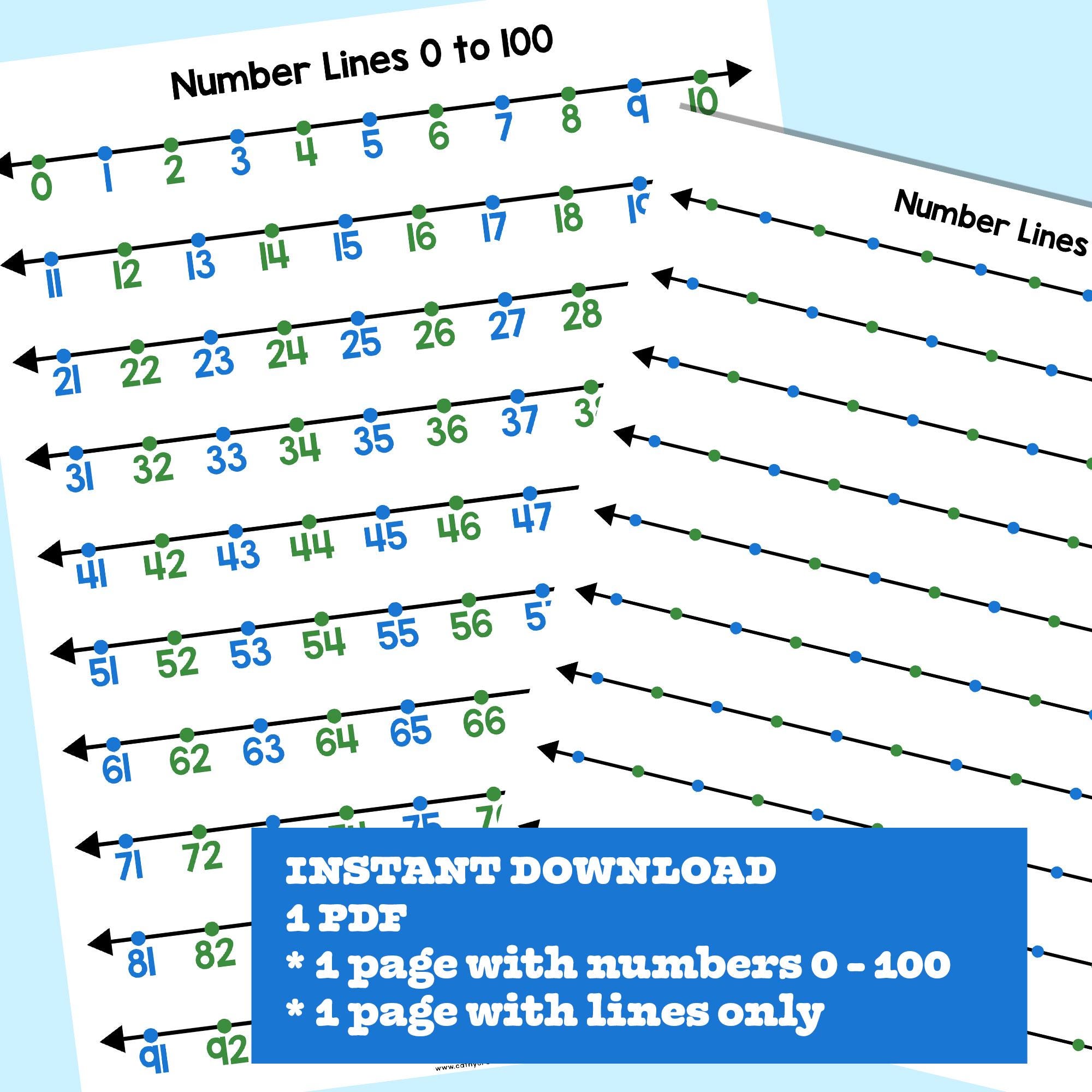 Number Lines 0 to 100 Printable Worksheets With Blank Number Lines - Etsy