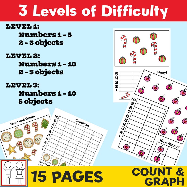 Christmas Graphing Worksheets Activities for Preschool Kindergarten - Etsy