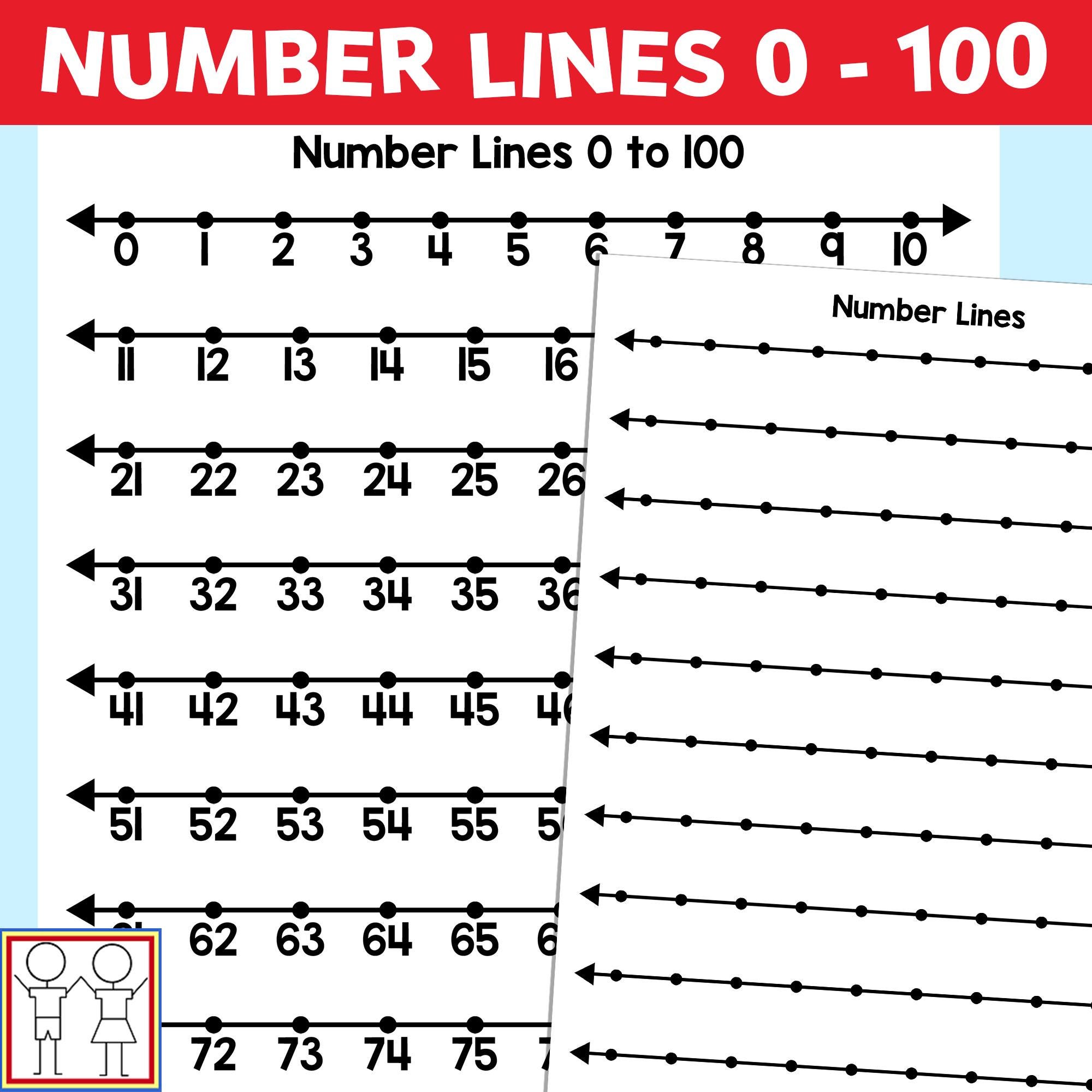 Number Lines 0 to 100 Printable Worksheets With Blank Number Lines - Etsy