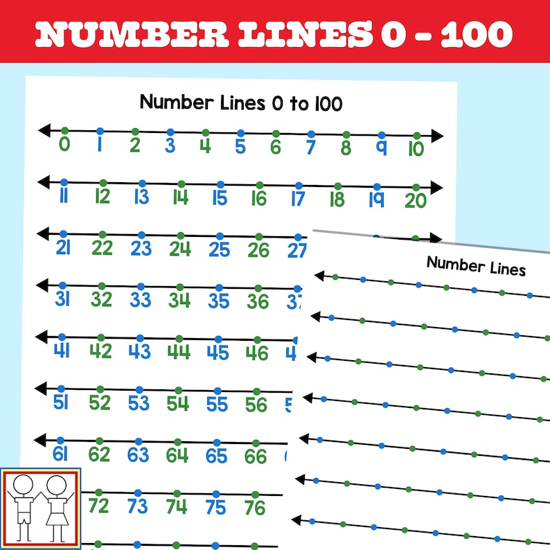 Number Lines 0 to 100 Printable Worksheets With Blank Number Lines - Etsy