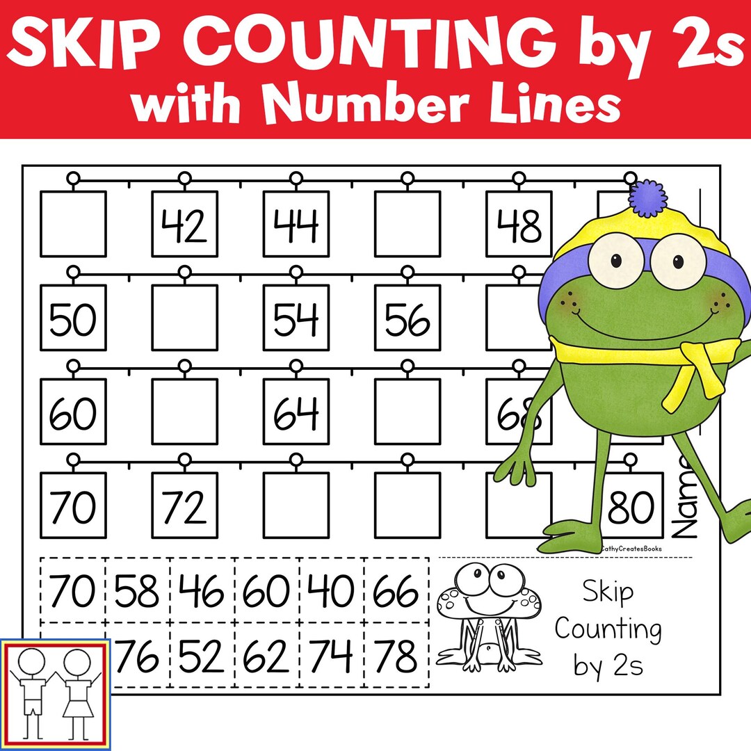 Skip Counting by 2s With Line Numbers Worksheets - Etsy