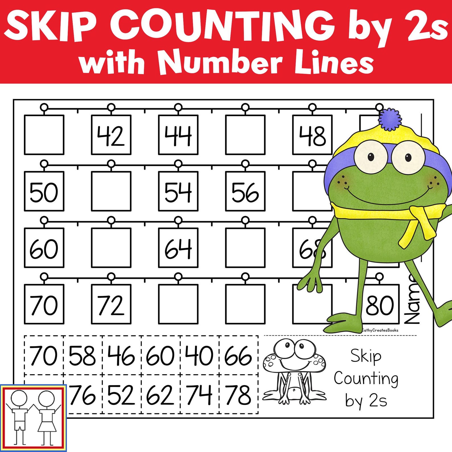 Skip Counting by 2s With Line Numbers Worksheets - Etsy