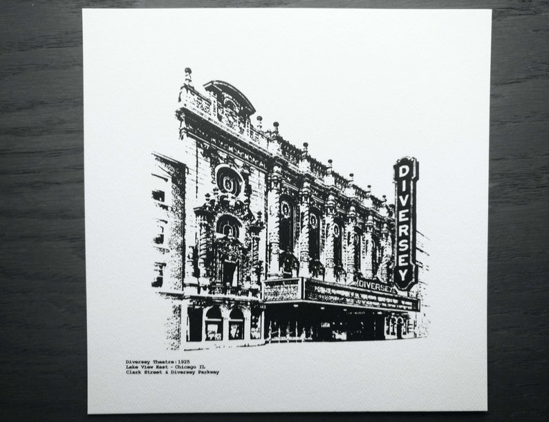 Diversey Theatre | Historical Chicago Architecture Illustration / Art ...