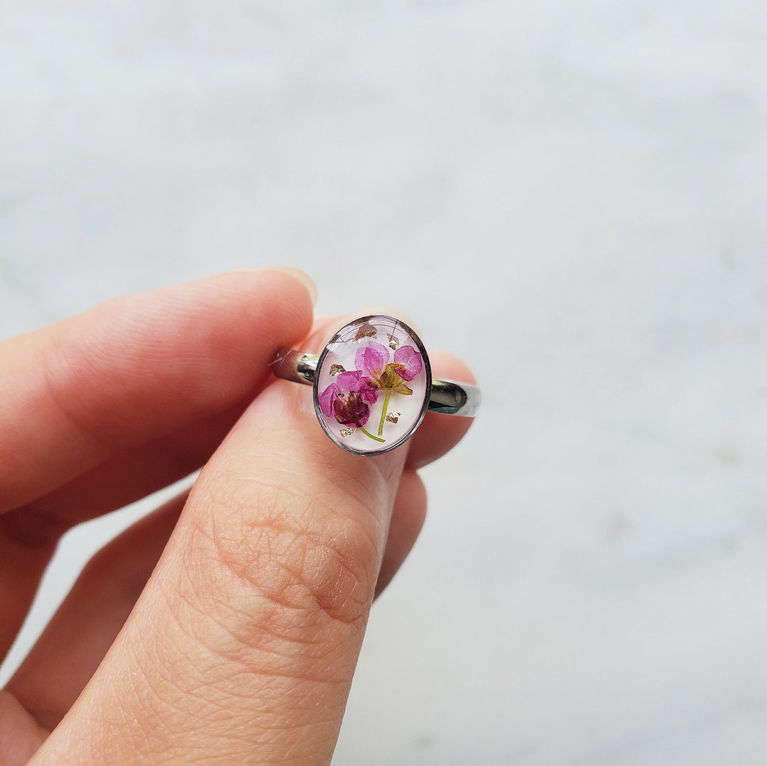 Real Flowers Ring Floral Botanical Minimalist Resin Jewelry - Etsy