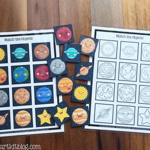 Solar System Space Matching Game Printable // Cute Kids Planets Match ...