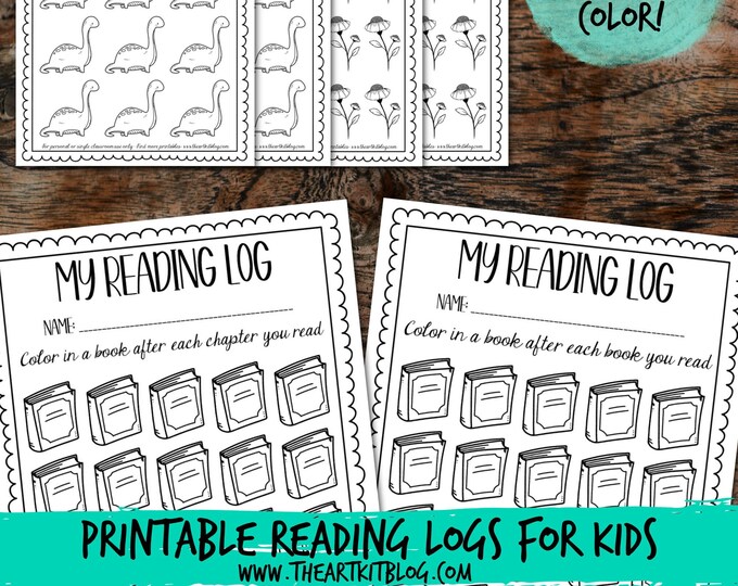 Reading Log Printable for Kids Dinosaur Books Flowers - Etsy