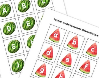 Summer Watermelon Alphabet Letter Uppercase and Lowercase - Etsy