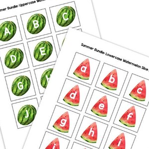 Summer Watermelon Alphabet Letter Uppercase and Lowercase Match up ...