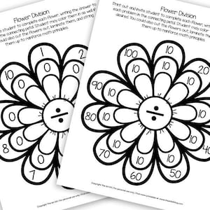 Division Flowers Activity Sheets 0 to 10 - Waldorf - Montessori ...