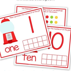 Gumball Counting Activity Playdough Mats for Practice Number Counting ...