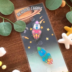 Kid's Reading Tracker Chart, Printable Reading Log, Outer Space Rocket ...