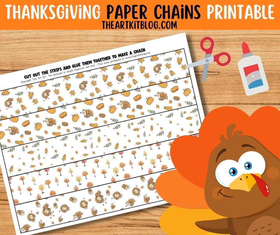 Thanksgiving Paper Chains, Fall Paper Craft, Kids Thanksgiving Decor ...