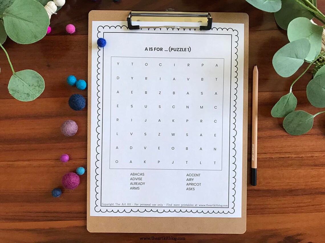 Letter A Word Search Printable Printable Games Homeschool - Etsy