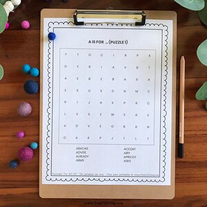 Letter A Word Search Printable, Printable Games, Homeschool Printable ...