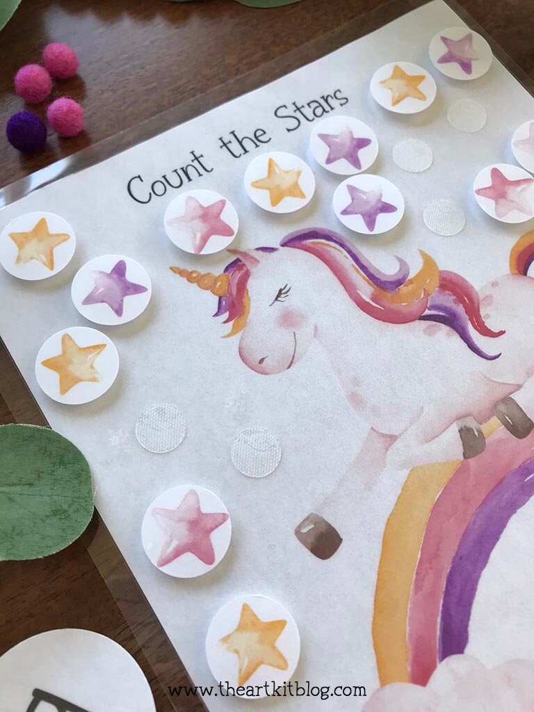 Unicorn Rainbow Numbers Printable Count the Stars in the Sky - Etsy