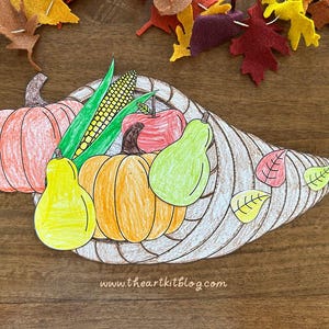 Cornucopia Template Printable, Thanksgiving Craft, Imaginative Play ...