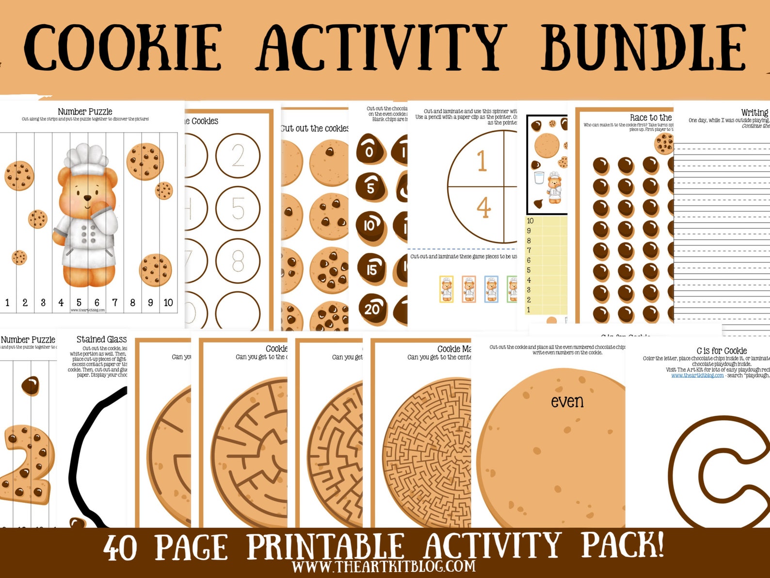 Chocolate Chip Cookie Activity Printable Pack, Busy Book, Learning ...